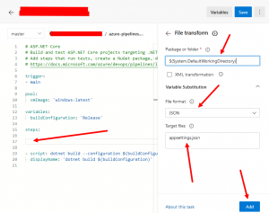 2. Build Pipeline with Azure DevOps – AppSettings.json Transformations – AdilRaza.ie